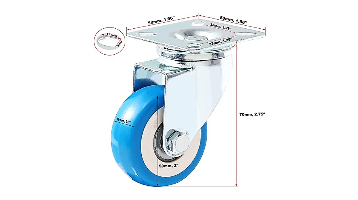 8 Pack Blue Polyurethane Caster Wheels for Easy Mobility