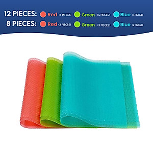 Ragnify Refrigerator Liners Washable, Non-Stick Fridge Shelf Mat Liners for Easy Cleaning & Endurance, Oil-Proof Multi-Purpose in Pleasing Colors (Pack of 12)