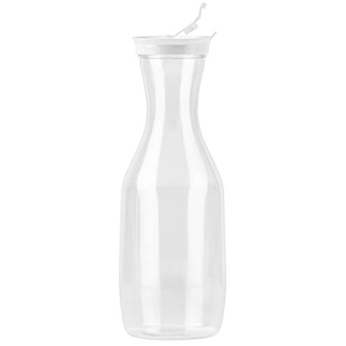 DecorRack Large Water Carafes, Bottle with Flip Top Lid, 50 Oz -BPA Free- Plastic Juice Pitcher, Decanter, Jug, Serve Fridge Cold Iced Tea, Water, for Outdoors, Picnic, Parties, Clear (1 Pack)