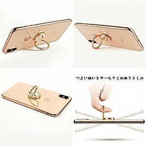 MuZiFei Glitter Bling Bling Phone Ring Holder,2-Pack Heart Crystal Diamond Rhinestone Sparkle Universal 360° Rotation Cell Phone Stent Holder Grip Kickstand for Almost All Phones/Cases(Gold)