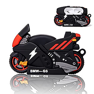 Yatchen Unique Case Compatible with AirPods Pro ,Creative Fun 3D Cartoon Motociclo Design AirPods Cover Case Cool Skin Soft Rubber Shockproof Protective Case (AirPods Pro, Red)