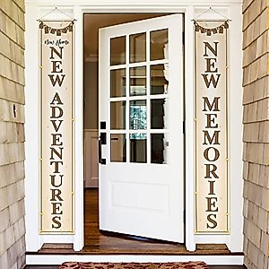 New Home New Adventures New Memories Porch Sign Door Banner Decor Brown – New House Housewarming Party Theme Decorations for Men Women Supplies