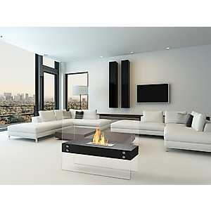 Freestanding Ventless Bio Ethanol Fireplace - Vitrum H Black | Ignis