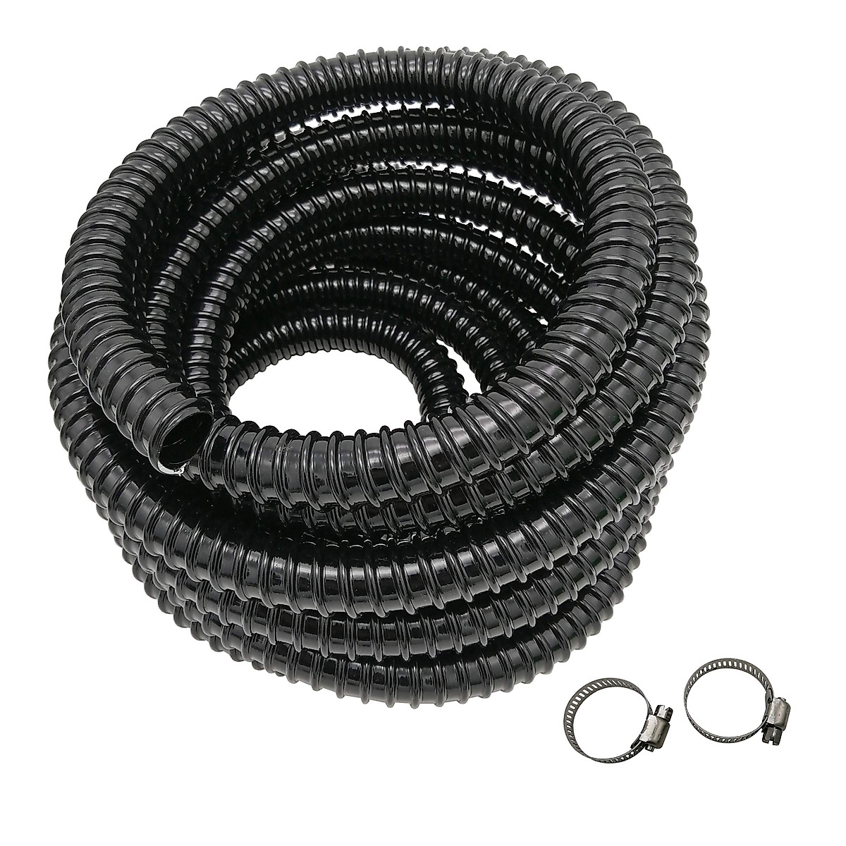 NBLYD 1 Inch ID Corrugated Pond Tubing Aquarium Hose Waterfall Pond Hose PVC Tubing 20 Feet, Black