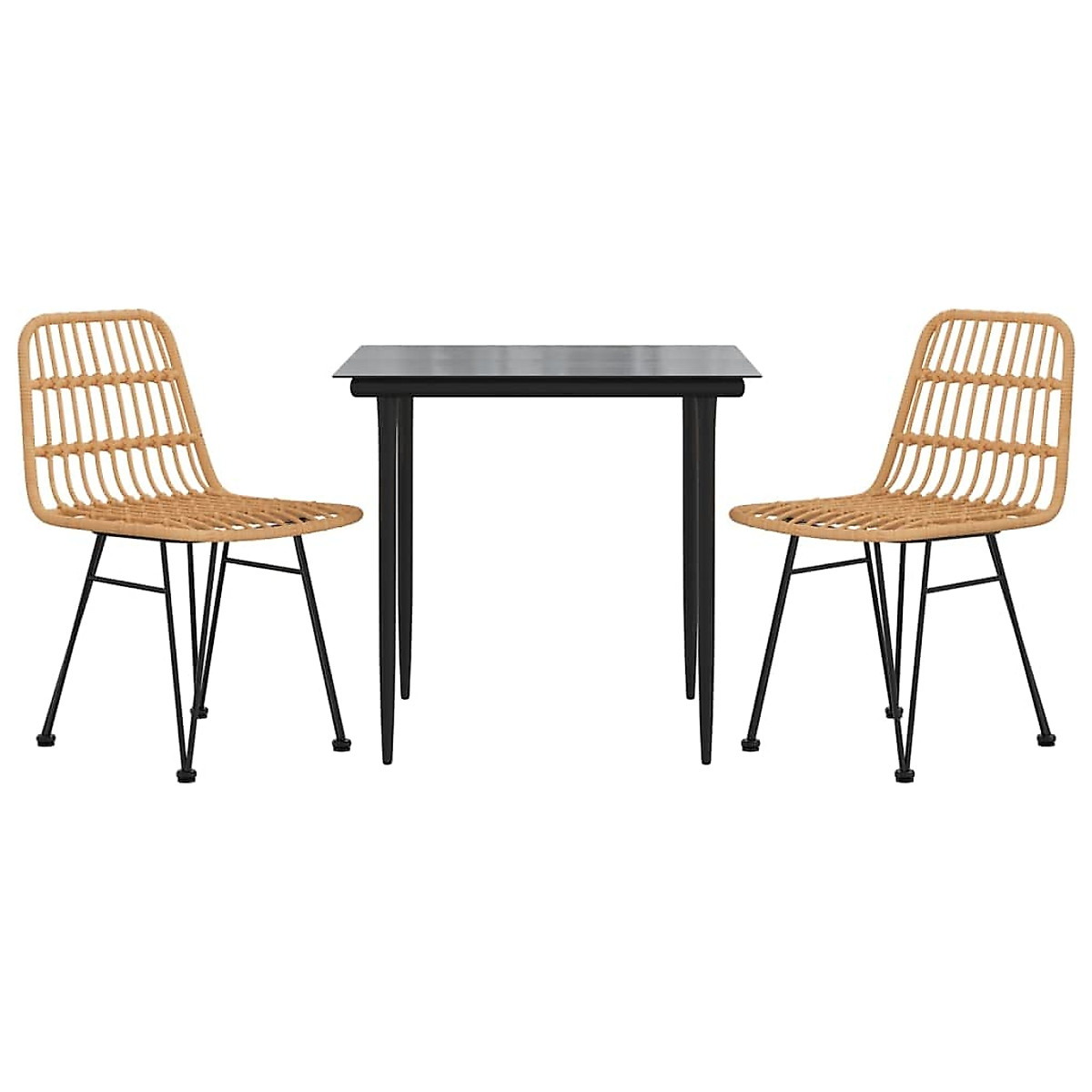 vidaXL Garden Dining Set 3 Piece Patio Furniture Outdoor Seating Table and Chair Decorative Dining Set Bistro Table Dinner Chair Poly Rattan