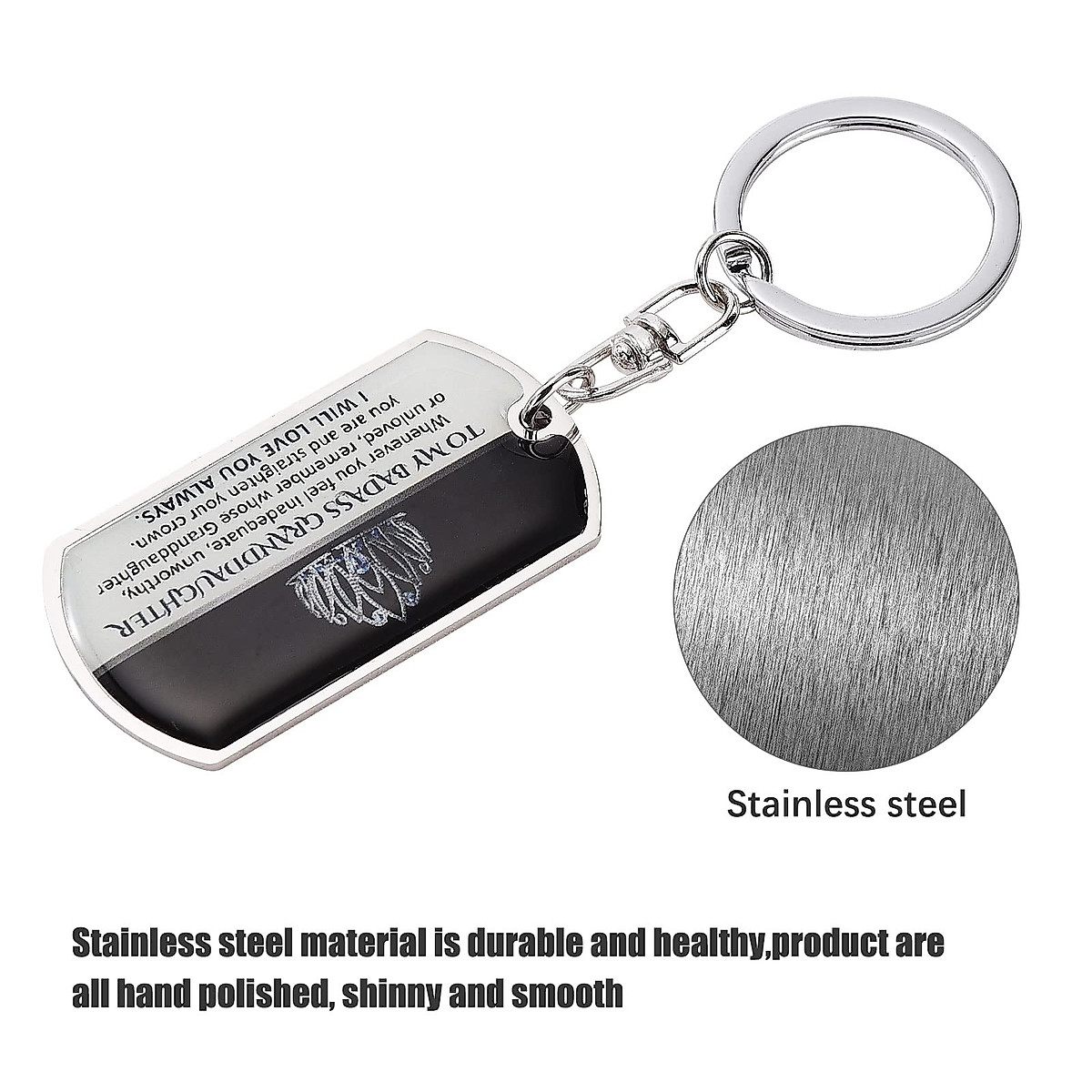 LIBOOI To My Badass Daughter Keychain, Stainless Steel Daughter Birthday Gifts Keychain from Mom Dad