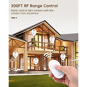 Remote Control Light Socket E26/E27 Bulb Base Holder, Wireless Light Switch for Pull Chain Light Fixtures, 300FT RF Range, No Wiring Wireless Light Switch for 500W Light Fixtures