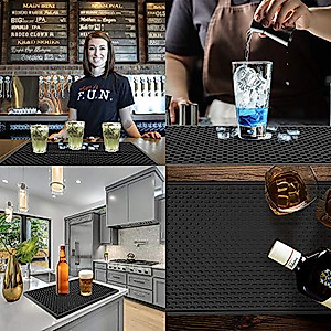 AXIESO Silicone Bar Mat - 1/2 Inch Thick Heat-Resistant and Food Safe Drip Mat - Spill Mats for Counter Top - Service Mat for Kitchen, Coffee Bar, Restaurant - Drying Mat for Glasses - 18 x 12 Inches