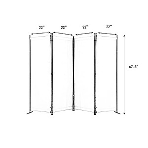 GOJOOASIS 4 Panel Room Divider Folding Privacy Screen Home Office Dorm Decor (Grey)