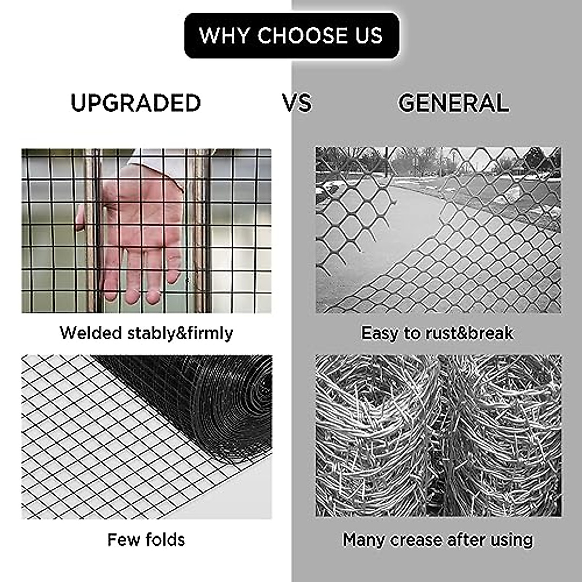 Upgraded Black Hardware Cloth Galvanized Wire Mesh 1/2 Inch 19 Gauge Chicken Wire Fence Roll Welded Wire Mesh Fence Roll for Home and Garden Fence and Home Improvement Project (1/2 inch 36''x100')