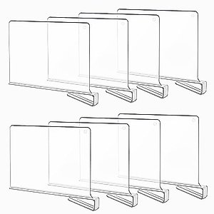 SC Shiza Care 8 Pcs Acrylic Shelf Dividers for Closet Organization - Clear Closet Organizer for Shelves - Suitable for Max 0.8 inch Thick Wooden Shelves in Bathroom, Kitchen, Bedroom, Office