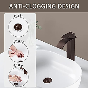 Fransiton Bathroom Sink Stopper, 1.1-1.77 Inch Basin Pop Up Sink Drain Stopper, Anti Clogging Drain Plug with Detachable Hair Catcher, Dark Bronze