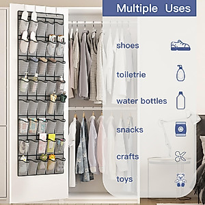 Fixwal Over The Door Shoe Organizers 40 Mesh Pockets Hanging Shoe Organizer Shoe Rack For Closet Entryway Bedroom Bathroom Pantry Shoe Holder, Men Sneakers, Women High Heeled Shoes, Flip Flops (Grey)