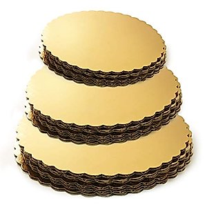 Set of 18 - Gold Cake Board Rounds, Circle Cardboard Base, 6, 8 and 10-Inch. Perfect for Cake Decorating, 6 of Each Size