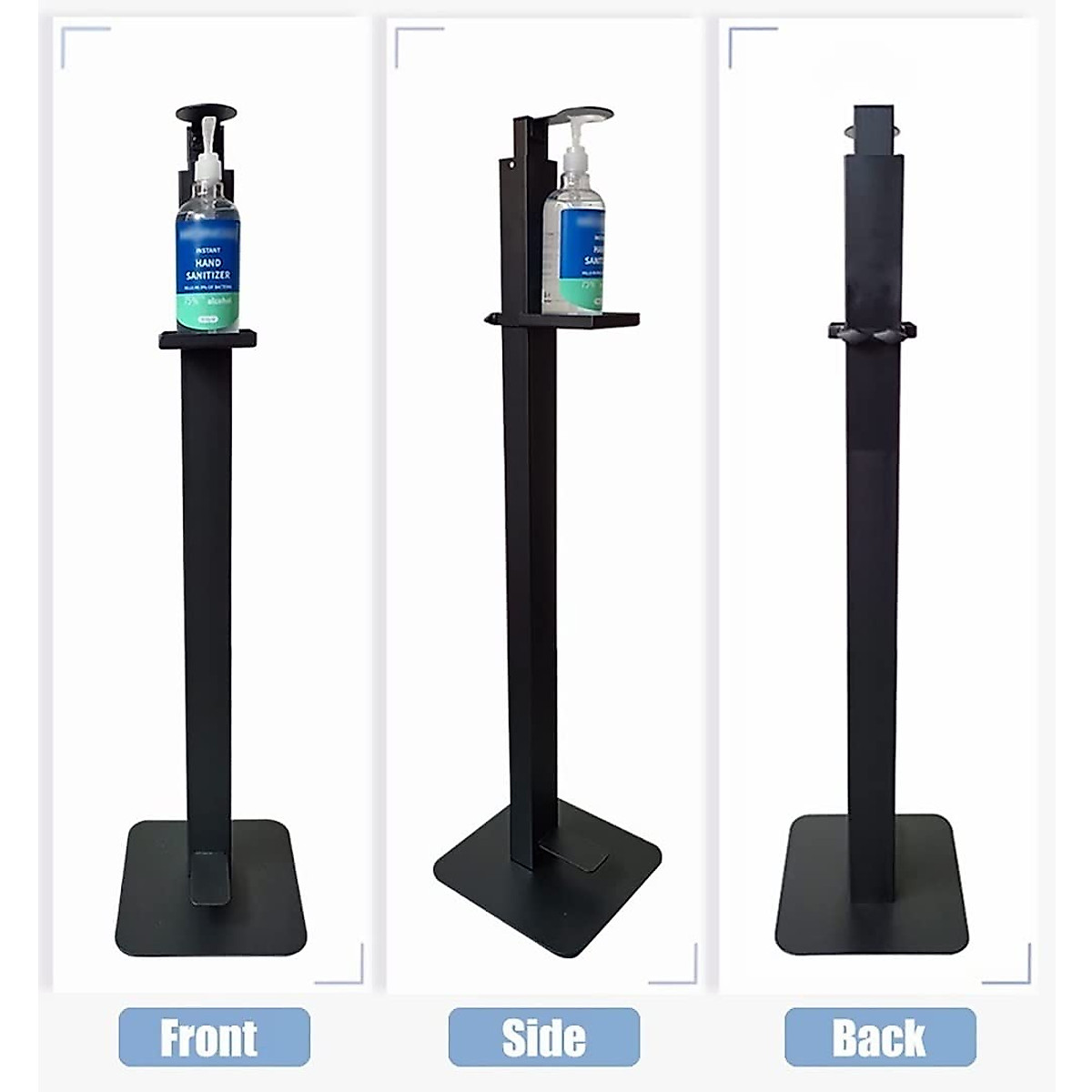 Hand Sanitizer Dispenser Stand - Foot Pedal Operated Dispenser Station for Home Hotels Commercial, Freestanding Hand Soap Holder Floor Stand, Black
