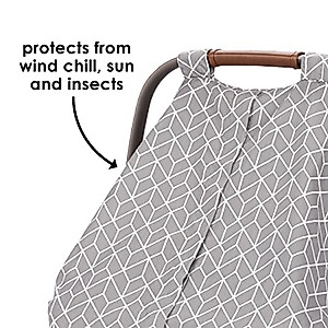 Diono Infant Car Seat Cover, Universal Weather Protection Canopy for Baby, Adjustable and Breathable with Insect Net, Gray