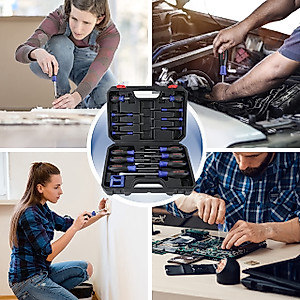 WORKPRO Magnetic Screwdriver Set, 16-Piece Torx Slotted Phillips Precision Screwdrivers with Magnetizer, Organized in Blow Mold Case, for Home Repair and DIY Projects