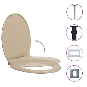 CUMYZO Soft-Close Toilet Seat Quick Release Beige Oval Beige (1.45KG/3.19LB) Plumbing Fixture Hardware & Parts-Toilet & Bidet Accessories-Toilet & Bidet Seats-