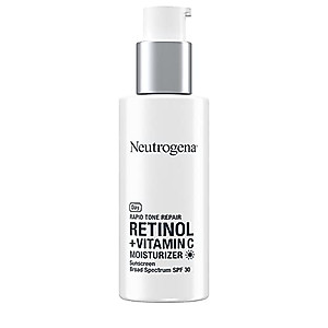 Neutrogena Rapid Tone Repair Retinol + Vitamin C Facial Moisturizer with Retinol, Vitamin C, Hyaluronic Acid & SPF 30 Sunscreen, Tone-Evening & Brightening Face Cream, 1 fl. oz