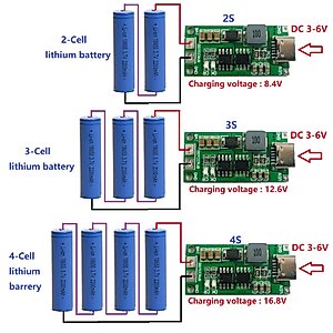 Adeept Type C BMS 2S 2A 18650 21700 3.7V Lithium Battery Charge Module Charging Board Step-Up Boost Li-Po Polymer USB C to 8.4V