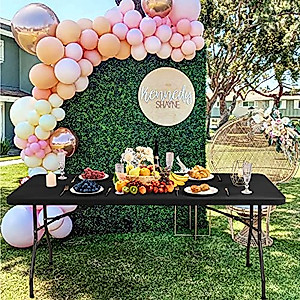 fani 6 Pieces Stretch Fabric Table Top Cap Cover, 6ft Spandex Table Covers Washable Elastic Universal Rectangle Table Cloth Protector for Home Party Banquet Picnic Wedding, 30 x 72 Inches, Black