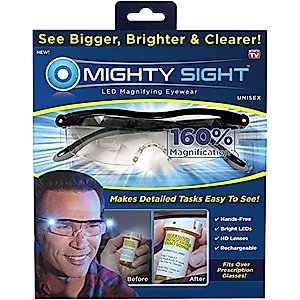 Ontel Mighty Sight LED Magnifying Eyewear, Black, Pack of 2