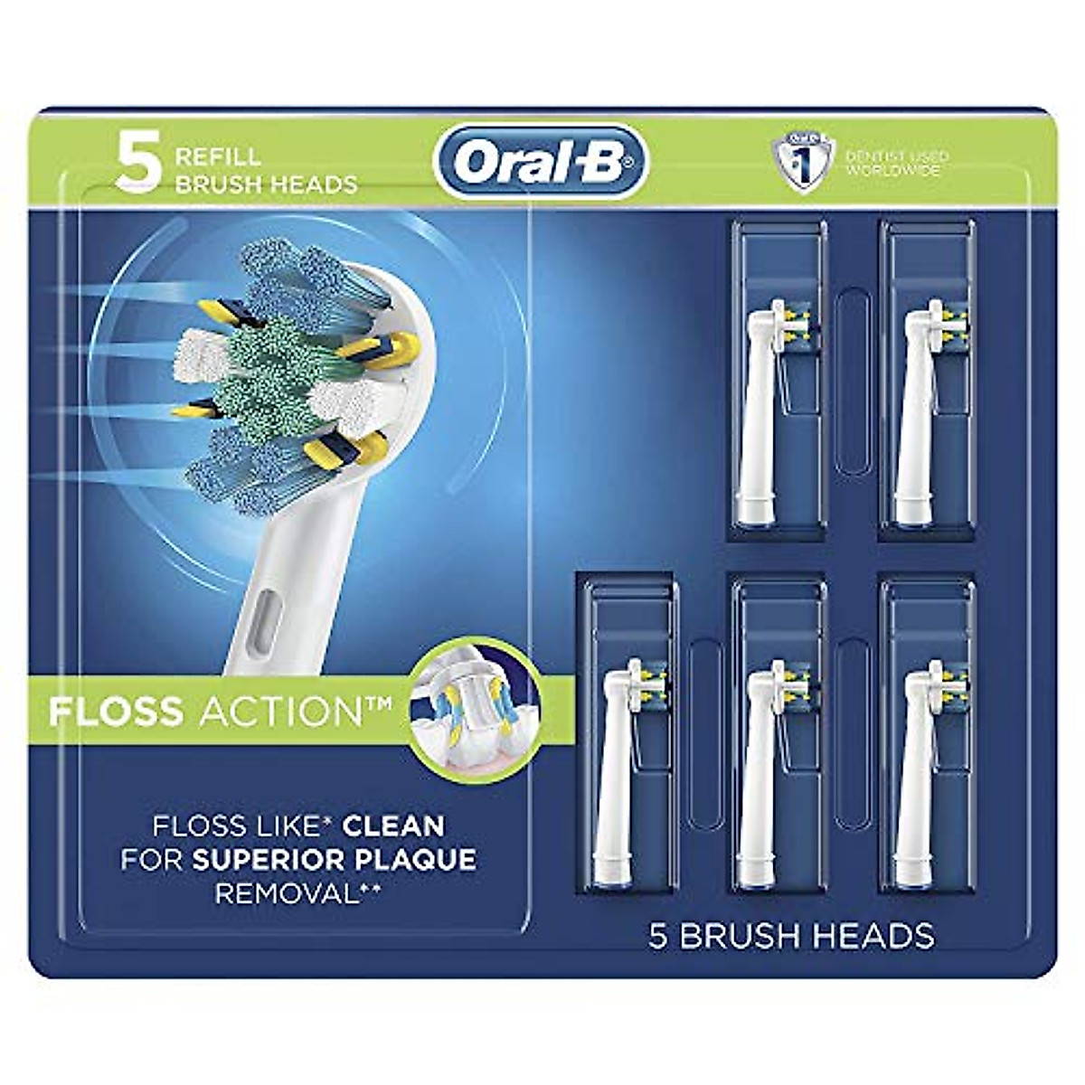 Oral-B FlossAction Electric Toothbrush Replacement Brush Heads Refills, 5 Count