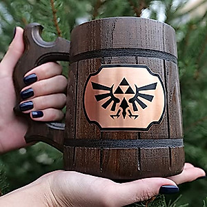 Legend Of Zelda Mug. Zelda Wooden Mug Gift. Zelda Stein. Zelda Ornament Triforce Gamer Mug. Beer Steins. Wooden Beer Tankard. Gifts for Gamer K100