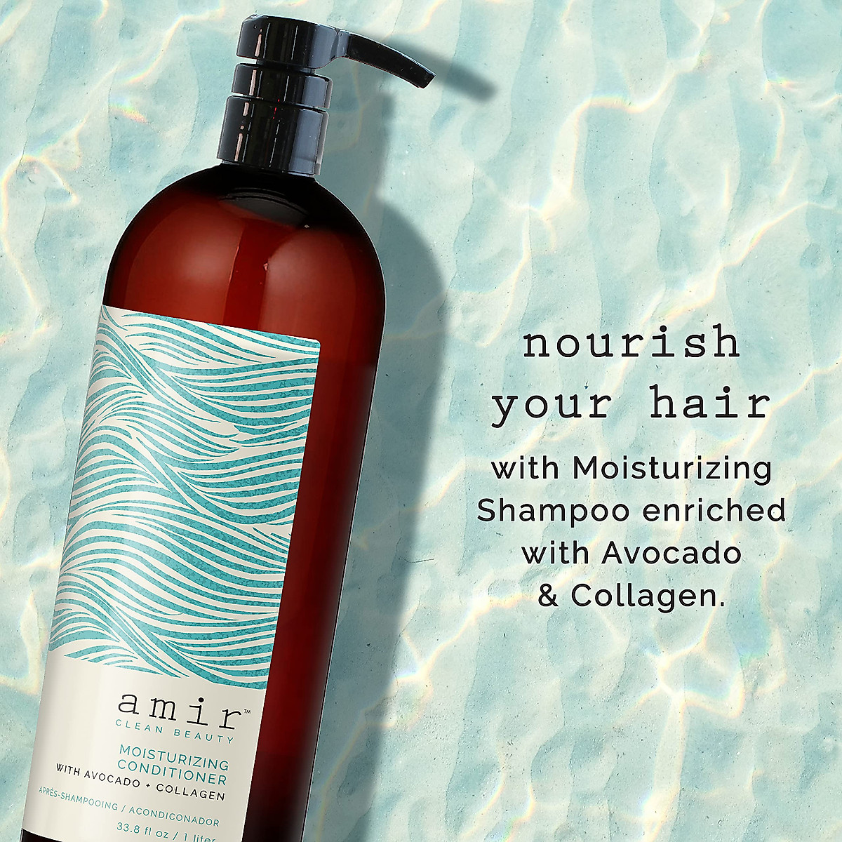 AMIR Clean Beauty Moisturizing Conditioner with Avocado & Collagen, Liter