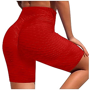 Dosoop Women High Waisted Yoga Pants Sports Gym Ruched Butt Lifting Workout Running Fitness Hot Leggings Biker Shorts 2Pcs