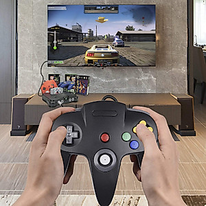 miadore 2-Pack Wired Classic 64 Controller Bundle with 2 Extension Cords [1.8m/6ft ] Compatible with N64 Video Game Console (Black and Yellow)