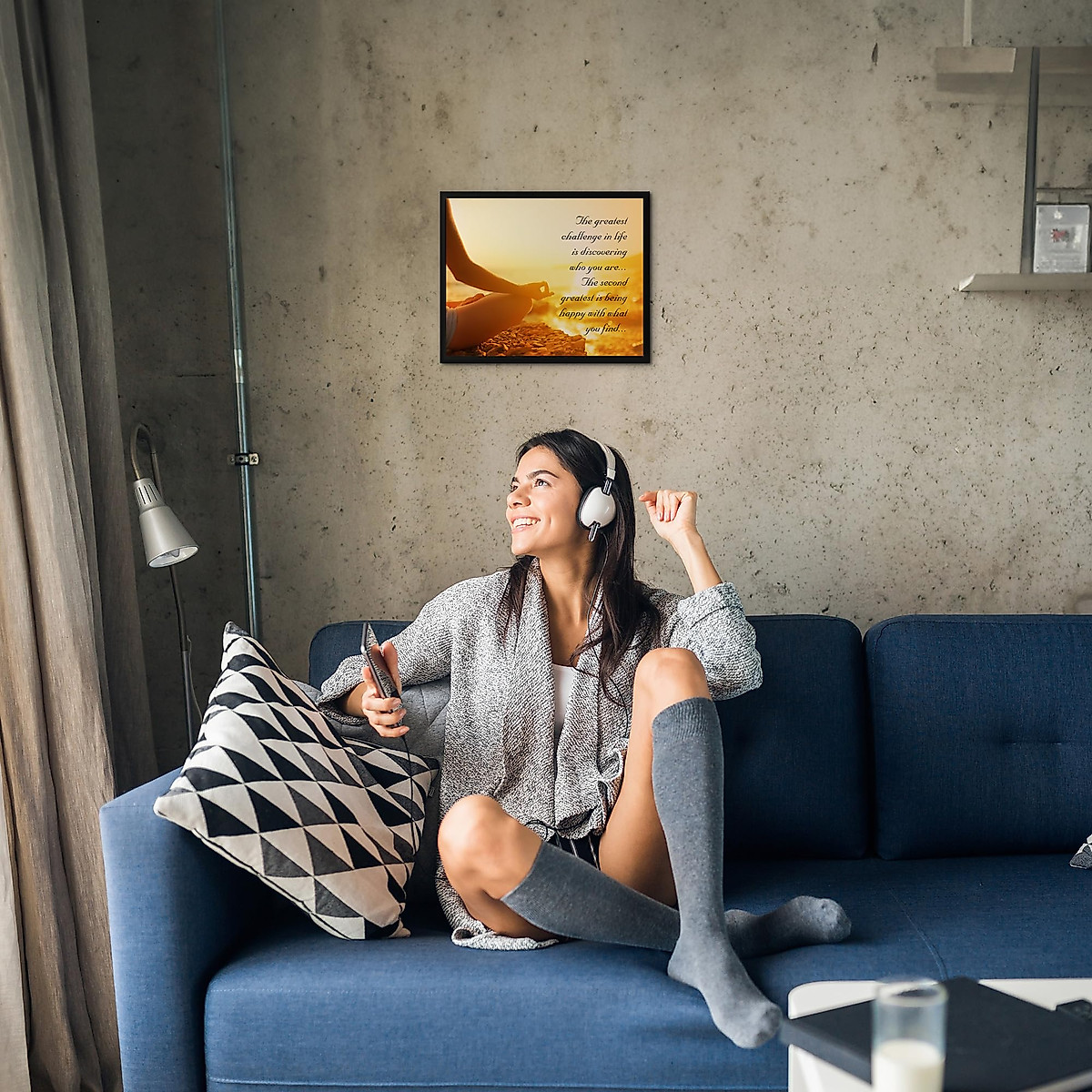 Greatest Challenge - Inspirational Wall Decor, Spiritual Yoga Pose Meditation Sunset Print, Motivational Wall Quotes for Home Decor, Office Decor, Yoga Studio Decoration & Gifts! Unframed - 10x8