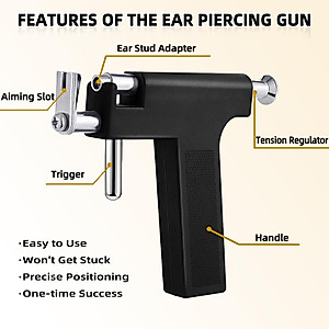 Self Ear Piercing Gun Kit with 12 Pairs of CZ Ear Stud Piercing Tools with Multi-Purpose Ear Gun for Salon and Home Use