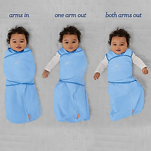 SwaddleMe Arms Free Convertible Swaddle – Size Large, 3-6 Months, 1-Pack (Chambray Stripe)
