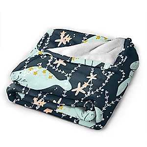 D-WOLVES Manatee Ultra Soft Sherpa Blanket Fleece Blanket for Men & Women- All Season Warm Fluffy Lightweight Thermal Throw Blanket for Outdoor Indoor,40x50 in