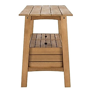 Safavieh PAT7035A-Outdoor Collection Bertie Teak Tea Trolley Bar Cart