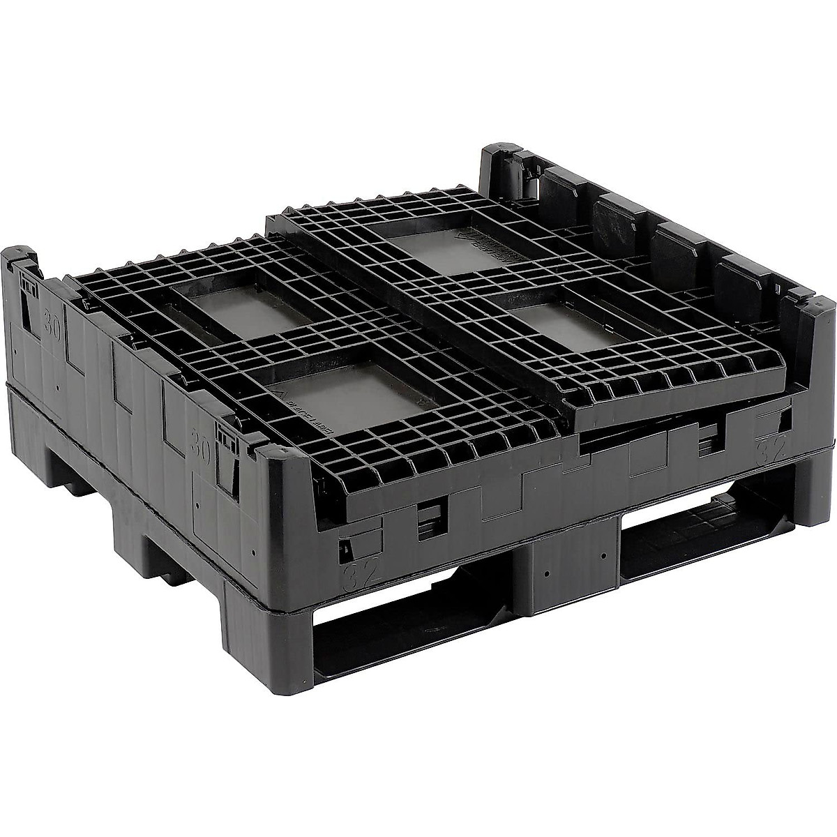 Global Industrial Plastic Folding Bulk Shipping Container, 32x30x25, 1800 lb. Capacity