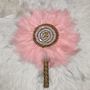 African Custom Wedding Feather Hand Fan for Wedding Handmade Lady Turkey Feather Fan Craft for Wedding Party Bride Hand Held Fan