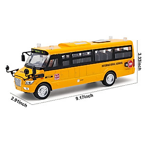 Ming You School Bus Toy for Toddlers - 9" Die-cast Pull Back Cars with Sounds Lights and Openable Doors, School Bus Toys for Kids Ages 4-8