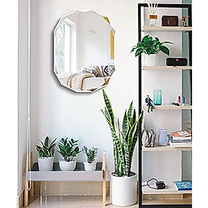 Frameless Scalloped Wall Mirror for Bathroom - Rectangle 20'' X 28'' X 1" Beveled Edge Frameless Rectangle Bathroom Mirror for Wall