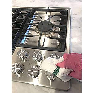 POLYTE Microfiber All-Purpose Ribbed Terry Bar Mop Towel for Home, Kitchen, Restaurant Cleaning (14x17, White w/Green Stripe) 12 Pack