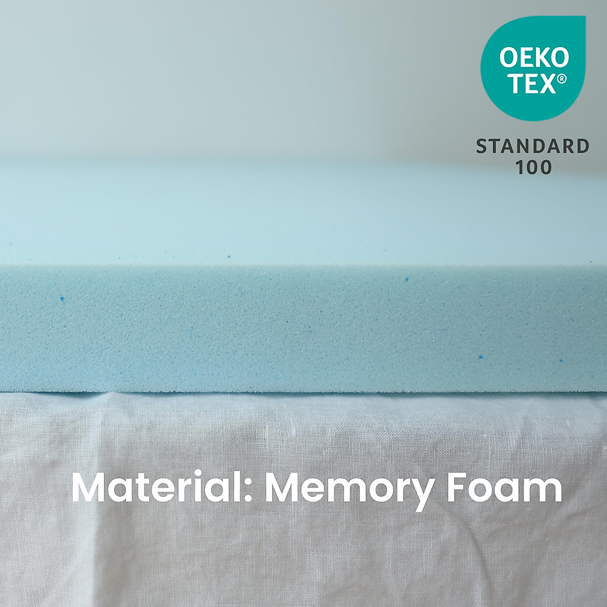 Simple&Opulence 2 Inch Memory Foam Mattress Topper, Cooling Gel Infused Mattress Pad for Back Pain Relief，Ventilated and Breathable - Queen Size