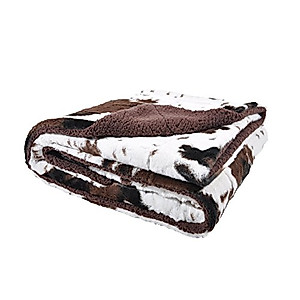 Tadpoles Sleeping Partners Plush Sherpa Cowhide Print Throw Blanket