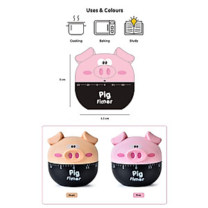 Kitchen Egg Timers,Cute Piggy 0~60 Minutes Mechanical Rotation Timer for Kids