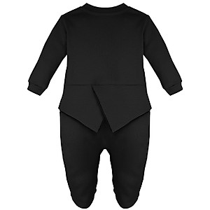 Lilax Baby Boy Gentleman Tuxedo Footie Christmas Holiday Outfit with Bow Tie (3 Months, Black)