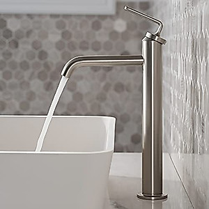 KRAUS Novis Single Handle Vessel Sink Bathroom Faucet with Pop-Up Drain in Matte Black, KVF-1220MB