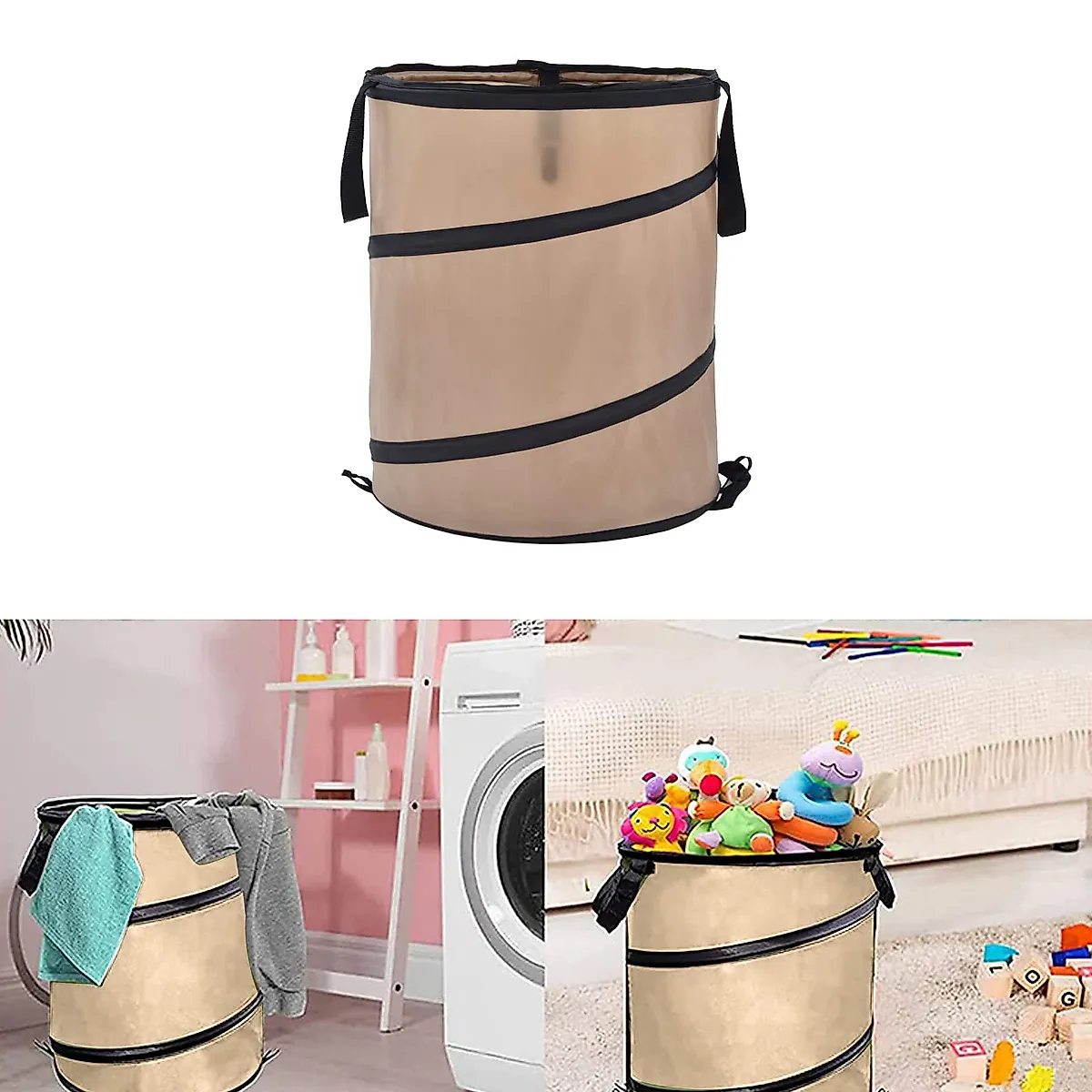 Lawn and Leaf Bags, Collapsible Trash Can, 37.8L Portable Camping Trash Can with Handle Locking Design Pop up Trash Can for Collecting Weeds Grass Clippings and other Types of Yard Waste
