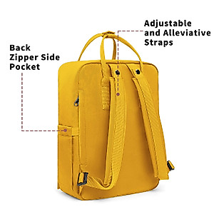 KALIDI Casual Backpack for Women,15 Inches Laptop Backpack Classic Camping Rucksack Travel Outdoor Daypack College Bag Yellow