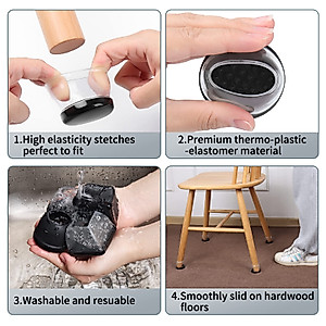 8 PCS Extra Large Chair Leg Sliders for Carpet, Chair Glides for Carpet, Teflon Furniture Pads, Bar Stool Chair Leg Protectors for Carpet, Chair Table Leg Caps Covers (Fit: 1.3" - 1.7", Clear)