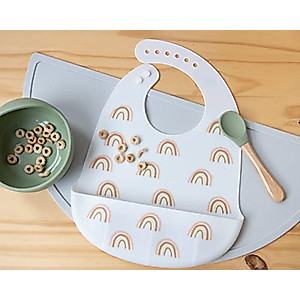 Lila & Jack Silicone Baby Bibs Set Of 2, BPA Free Waterproof Soft Durable Adjustable Silicone Bibs for Babies & Toddlers Rainbows (Yellow & White)